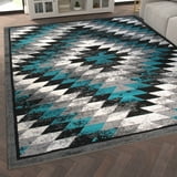 Emma + Oliver 8x10 Distressed Southwestern Diamond Motif Plush Pile ...