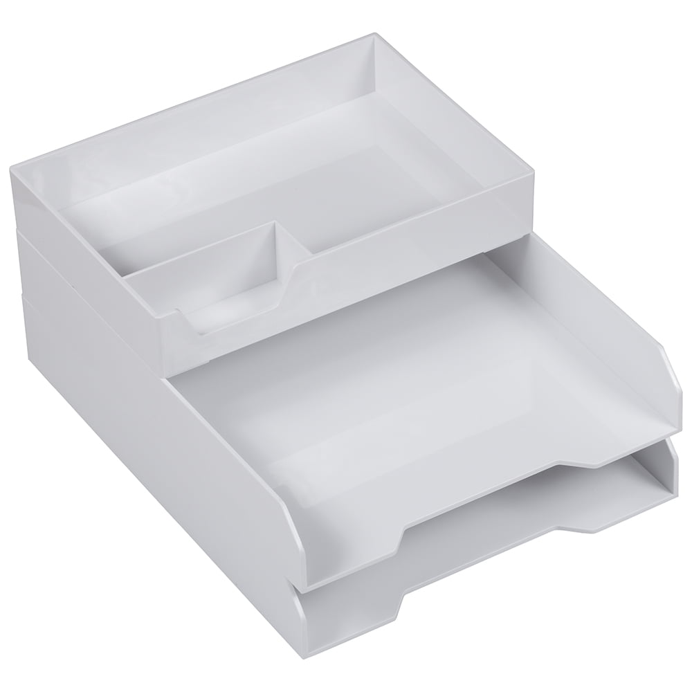 JAM Paper & Envelope Stackable Desktop Trays, White, Office Desk Supply ...