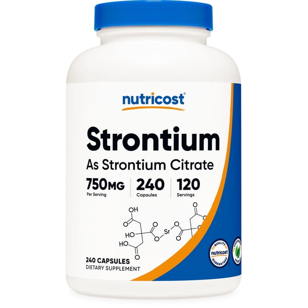 Nutricost Strontium Capsules 750mg, 240 Capsules - Vegetarian, Non-GMO ...