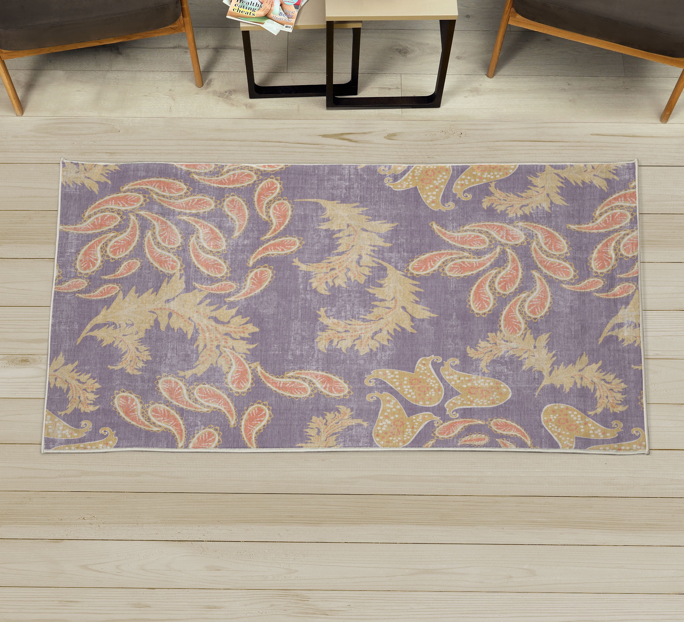 Paisley Decorative Rug, Traditional Floral Like Pattern Curvy Design ...