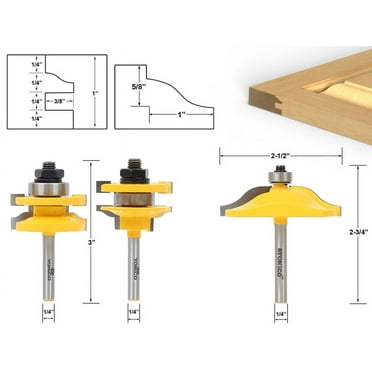 Yonico 3 Bit Raised Panel Cabinet Door Router Bit Set- Bevel- 1/2 ...