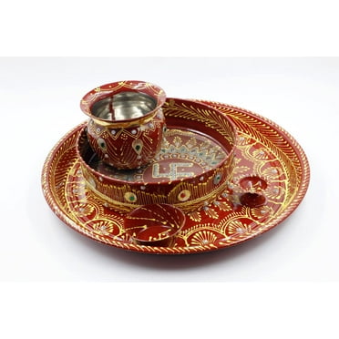 Kalsa Parai Puja Accessory Gifts Pooja Thali Om Gayatri Mantra Brass ...