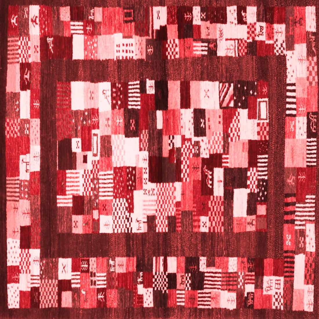 Ahgly Company Indoor Square Abstract Red Contemporary Area Rugs, 6 ...