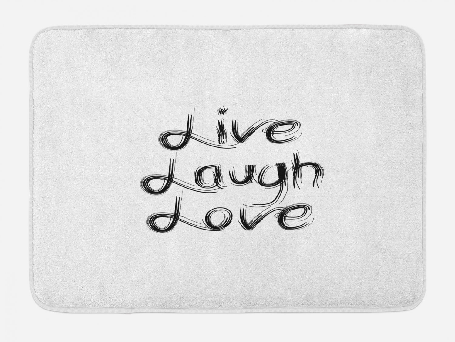 Live Laugh Love Bath Mat, Abstract Hand Lettering Inspirational Quote ...