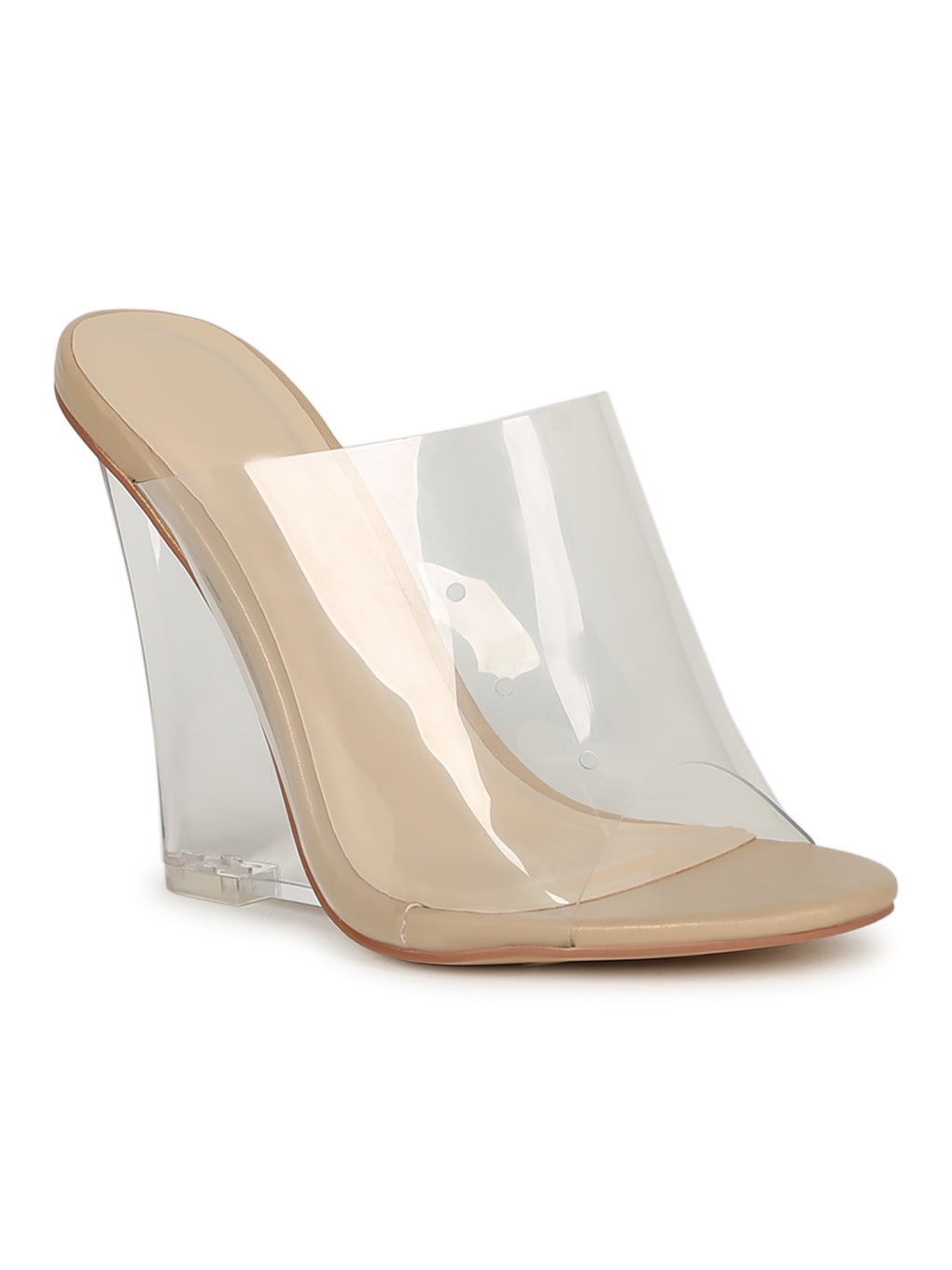 Open Toe PVC Vamp Clear Mule Wedge 19947 - Walmart.com