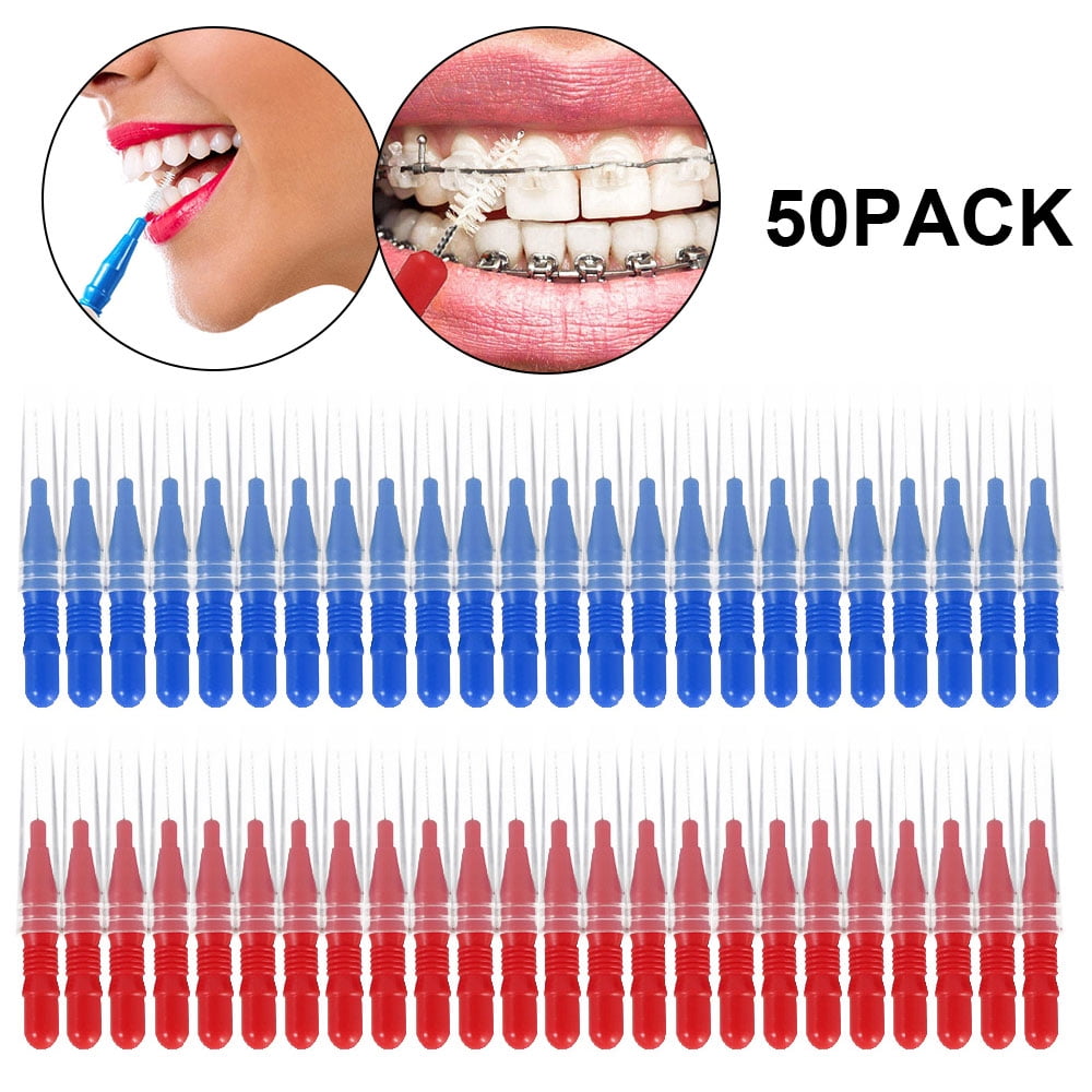 50/100 Interdental Brush Toothpick Cleaners Floss Cleaning Heads Oral ...