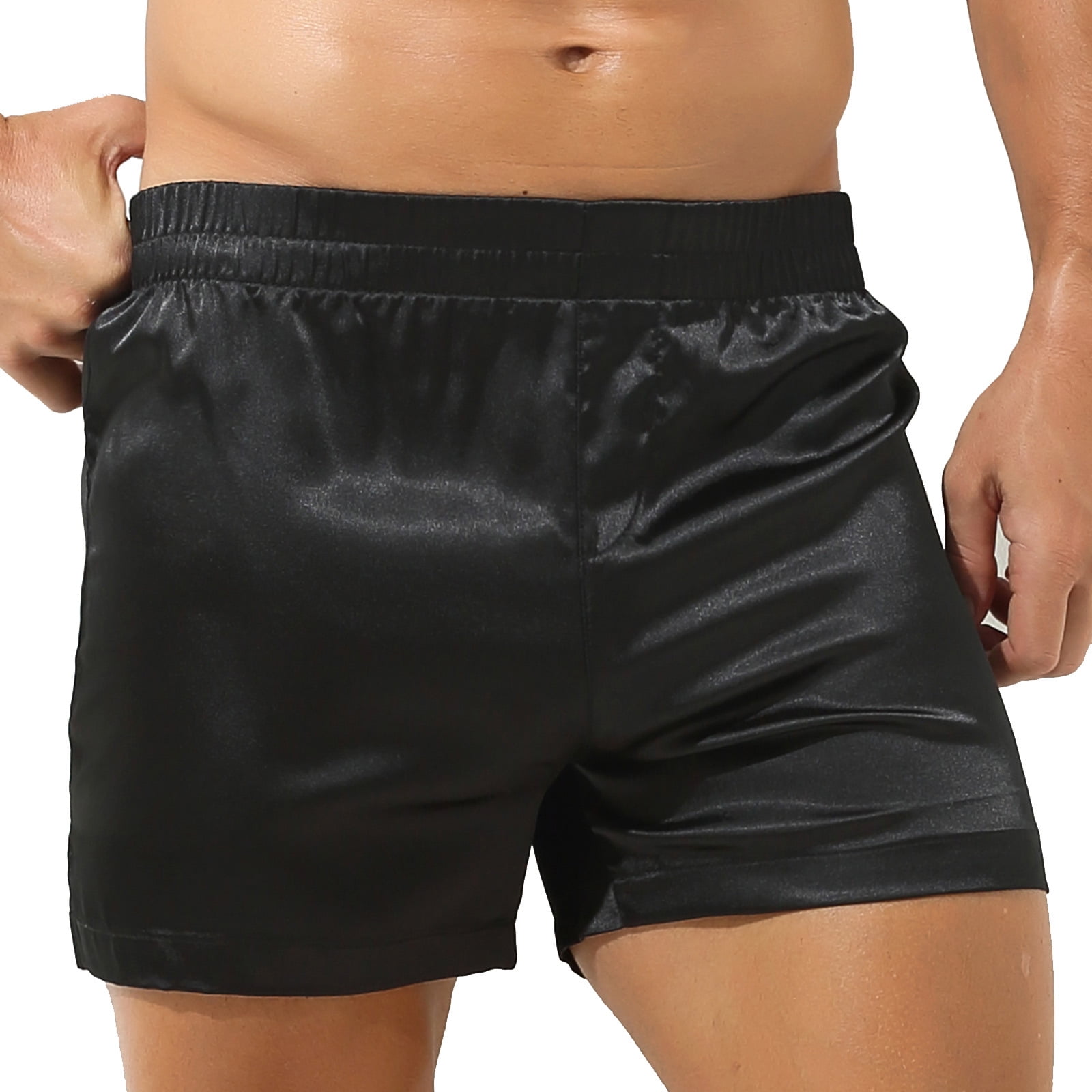 iEFiEL Mens Satin Side Split Boxer Shorts Bottoms Silky Pajama Shorts ...