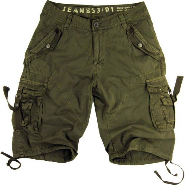 Stone Touch Jeans Mens Military Style Light Olive Cargo Shorts A8s stone-touch-jeans-mens-military-style-light-olive-cargo-shorts-a8s