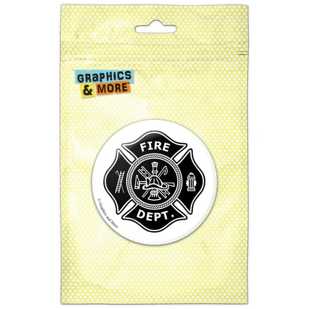 Firefighter Firemen Maltese Cross Black Refrigerator Button Magnet ...