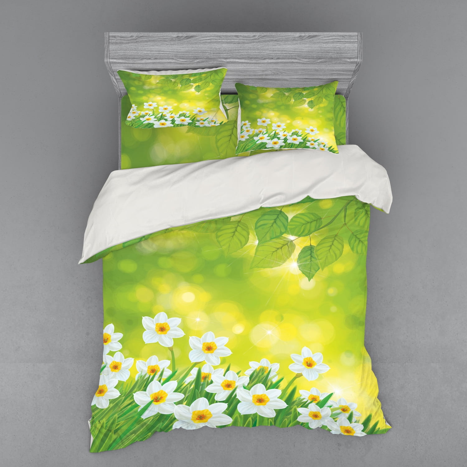 Ambesonne Floral Bedding Set 4 Pcs, Daffodils Spring Petals, Queen ...