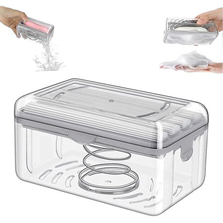 Soap Dish, Soap Holder, Soap Box With Rollers Bubbler, Clear Soap Box ...
