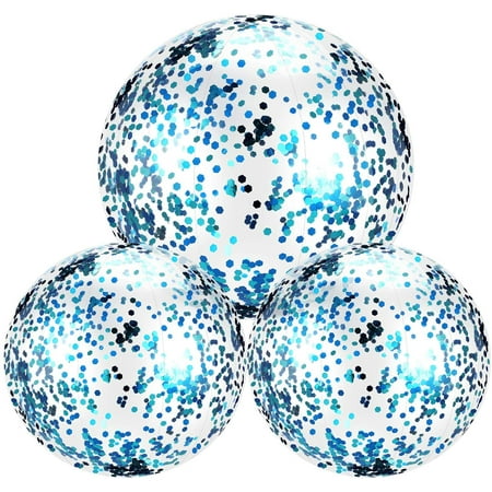 3 Pieces Inflatable Beach Ball Glitter Beach Ball Floatable Confetti ...