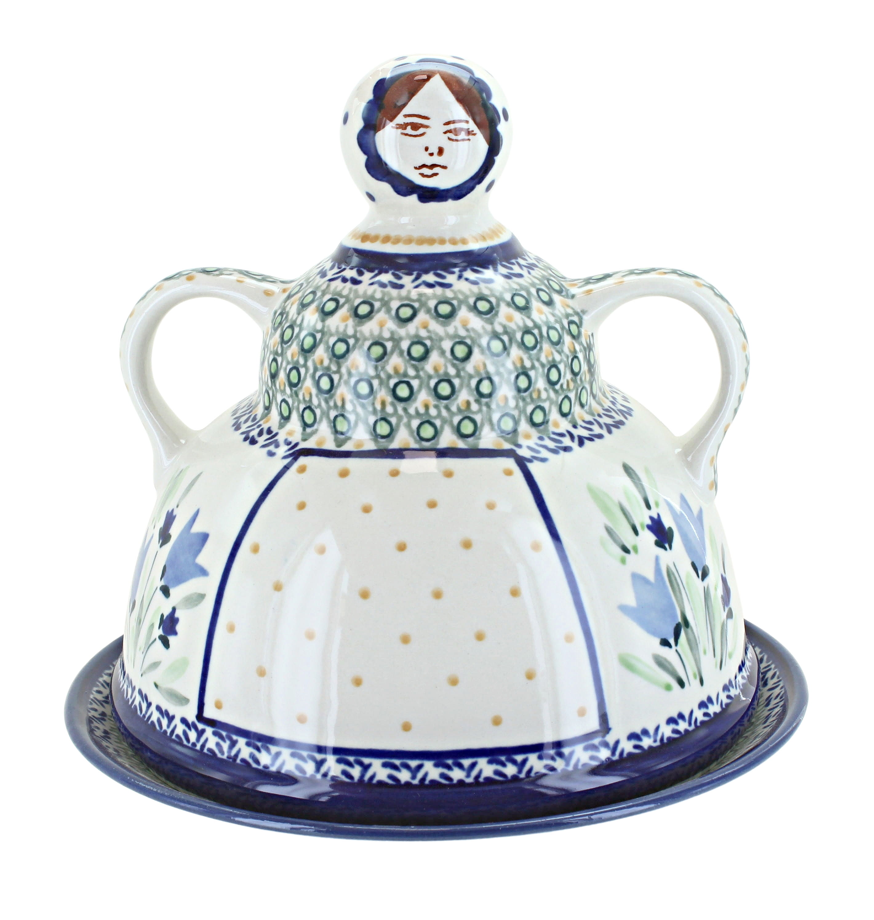 Blue Rose Polish Pottery Blue Tulip Cheese Lady - Walmart.com