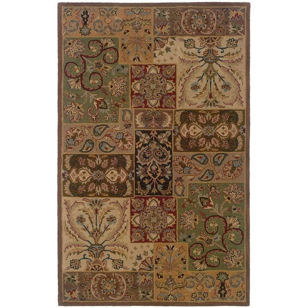 Geometric Area Rug in Green and Red (7 ft. 6 in. L x 5 ft. W) - Walmart.com