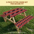 Abstract Stripes Picnic Table Cover with Bench Covers Red Black Purple ...