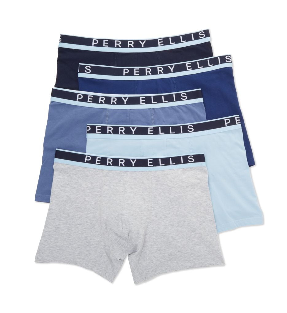 Men's Perry Ellis UMPE099 Cotton Stretch Boxer Brief - 5 Pack (Blues ...