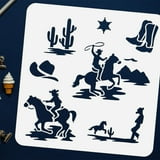 Western Cowboy Theme Stencil 11.8x11.8 inch Cowboys Riding Horse ...