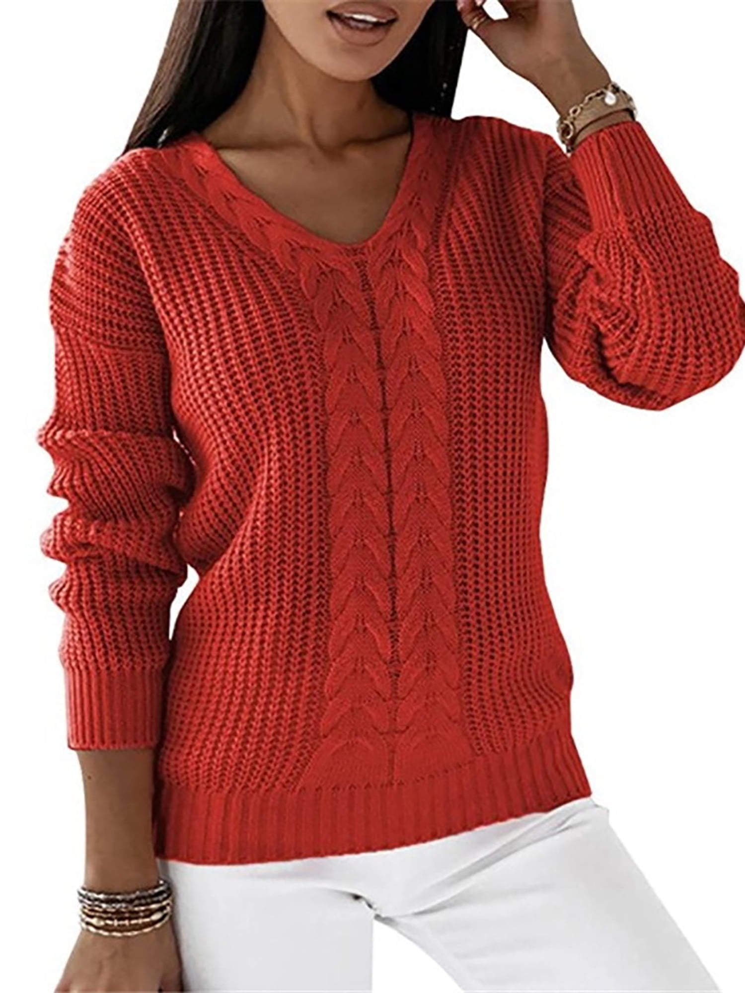 Cindysus Women Jumper Tops Winter Warm Pullover Long Sleeve Sweater ...