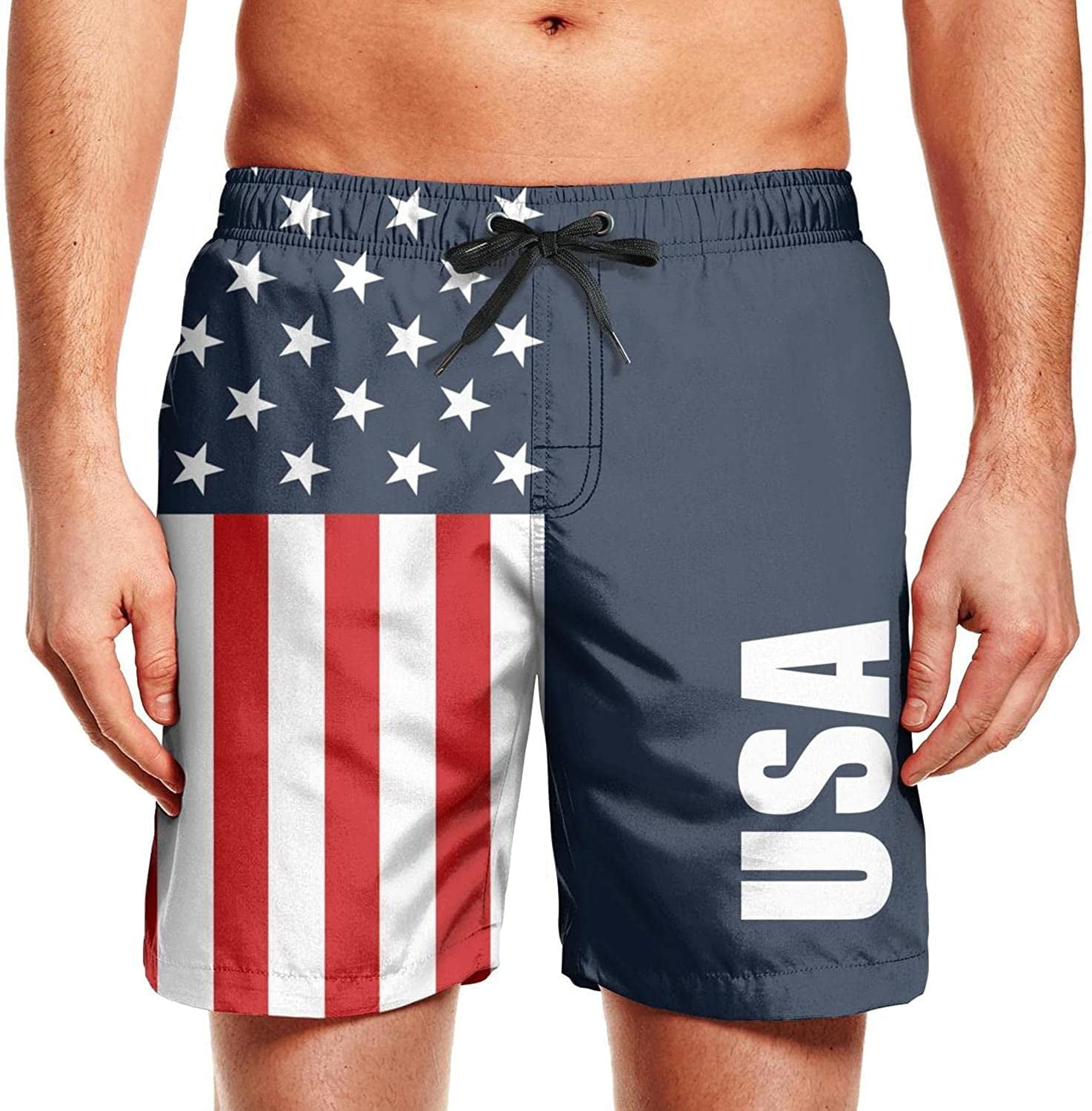 Men's American Flag Usa Mens Swim Trunks Short Quick-Dry Swimming ...