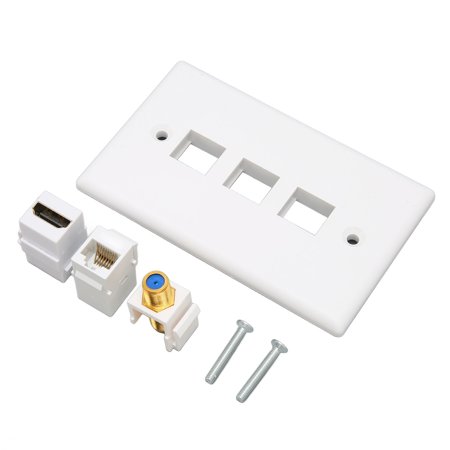 3 Port Outlet Wall Plate, Rustproof Easy Installation Neat Appearance Multifunction HD ...