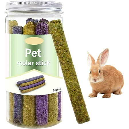 30Pcs Bunny Chew Toy Timothy Hay Sticks Natural Treats for Rabbit Teeth ...