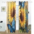 Blue Butterflies and Sunflowers Blackout Curtains 55W x 84L Living Room ...