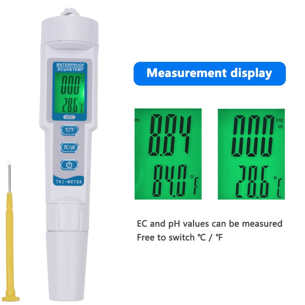 PH EC Multifunction Measurement Tester Tool Water Quality PH Meter 3 In ...