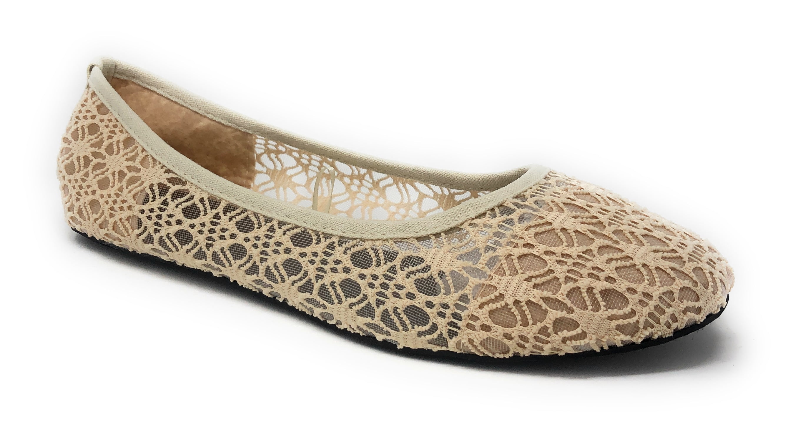 Charles Albert Women's Breathable Crochet Lace Ballet Flat Ivory Size ...