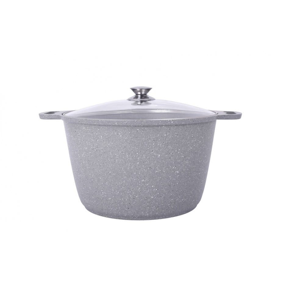 Aluminum Wok Cooking Pot Non-Stick Pot with Glass Lid (light marble ...