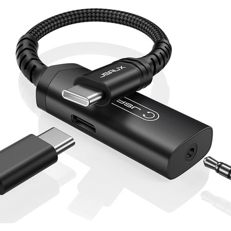 JSAUX USB C to 3.5mm Headphone and Charger Adapter, 2-in-1 USB C to AUX ...