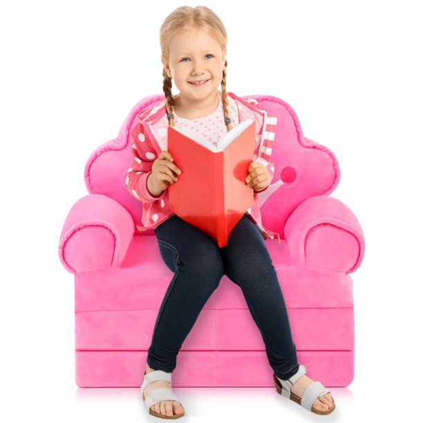 Nazhura Sofa Armchair Couch and Pull Out Bed for Toddler Girls Pink ...