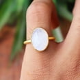 ELANZAA JEWELS- Moonstone Ring Adjustable Gold Plated Band - 925 ...