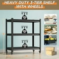 Bakers Rack with Wheels,Storage Shelves,3-Tier Metal Shelving Unit with ...