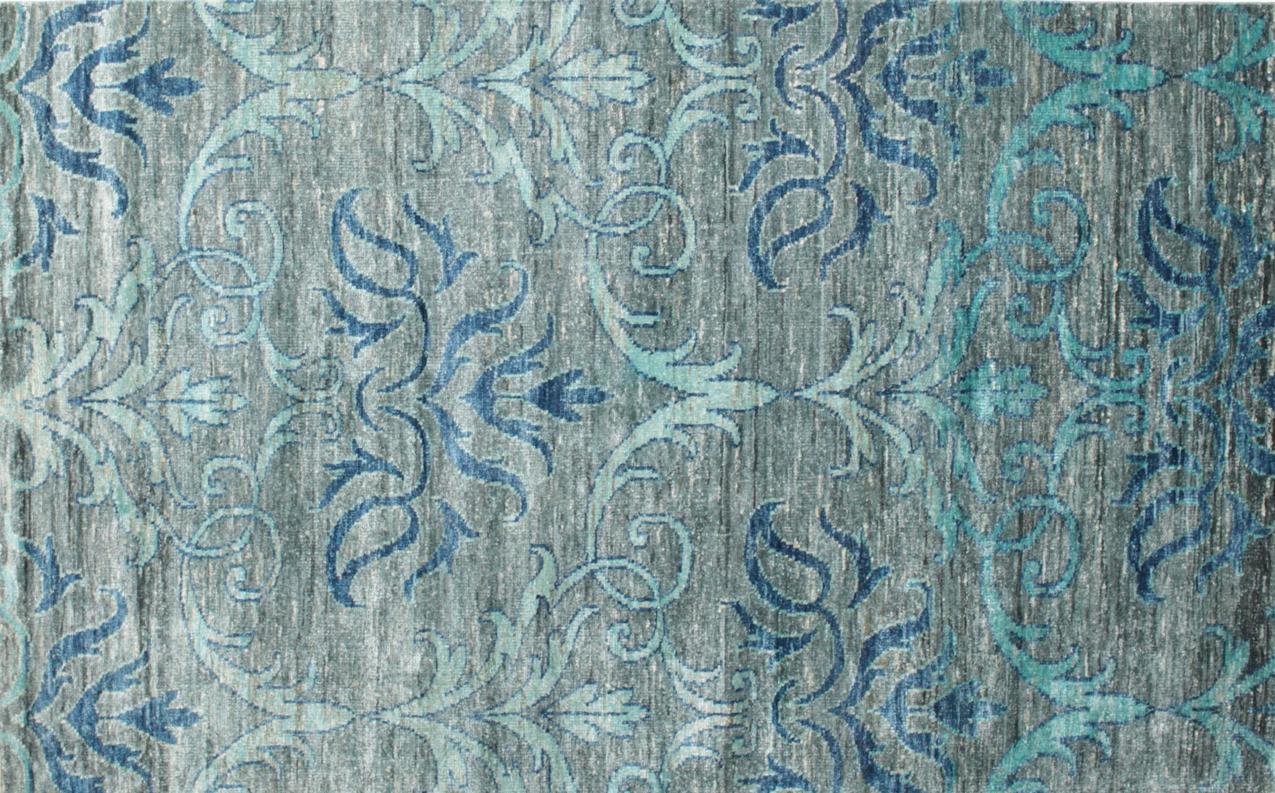 Ahgly Company Indoor Rectangle Contemporary Blue Green Abstract Area ...