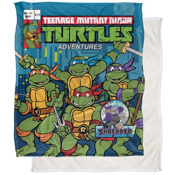 TMNT Blanket, 50"x60" TMNT Comic Cover No.21 Silky Touch Sherpa Back ...