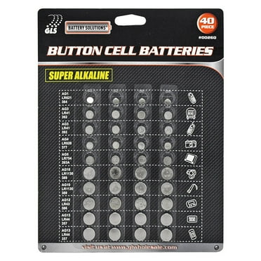 40 pc Super Alkaline Assorted Cell button batteries set AG1,AG3,AG4 ...