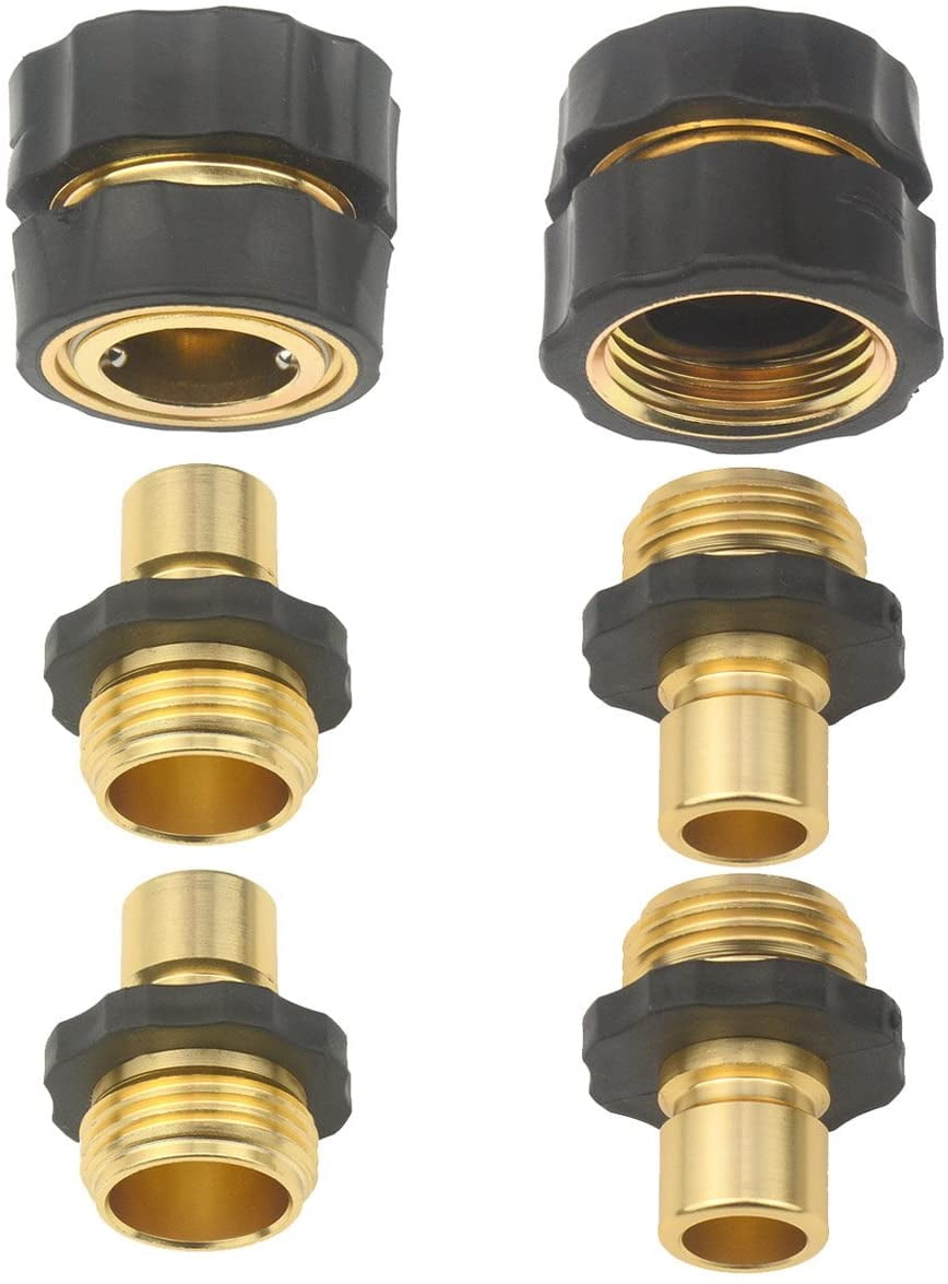 Set of 6 Aluminum Garden Hose Quick Connector - Water Hoses Quik ...