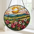 Bees and Wildflowers Stained Glass Suncatcher Round Window Art ...