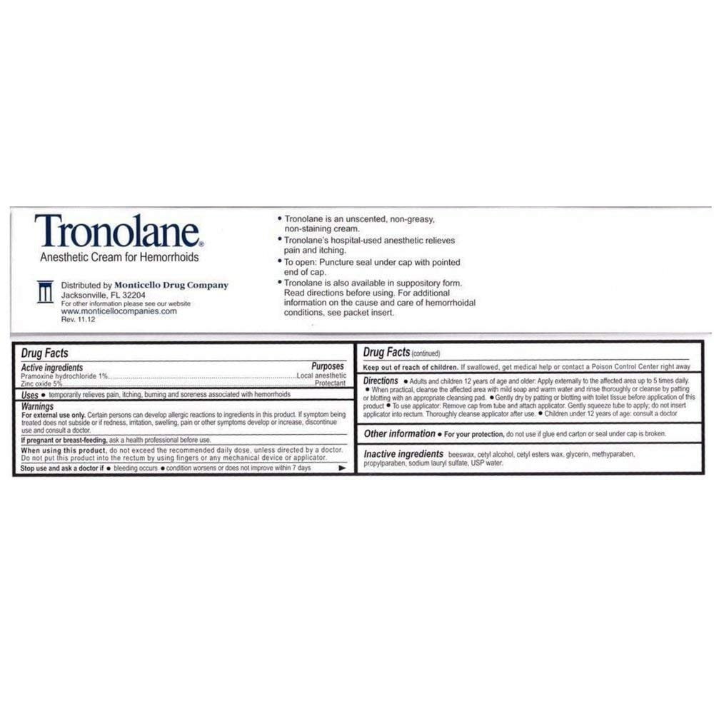 Tronolane Anesthetic Cream for Hemorrhoids - 1 oz, 2 Pack - Walmart.com