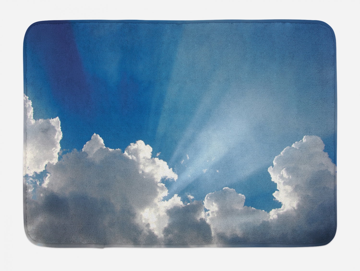 Landscape Bath Mat, Colorful Sky with Clouds and Sun Rays Dreamy ...