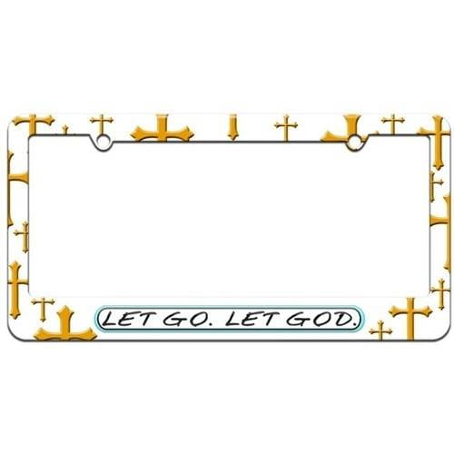 Let Go Let God Religious Spiritual License Plate Tag Frame Multiple Colors