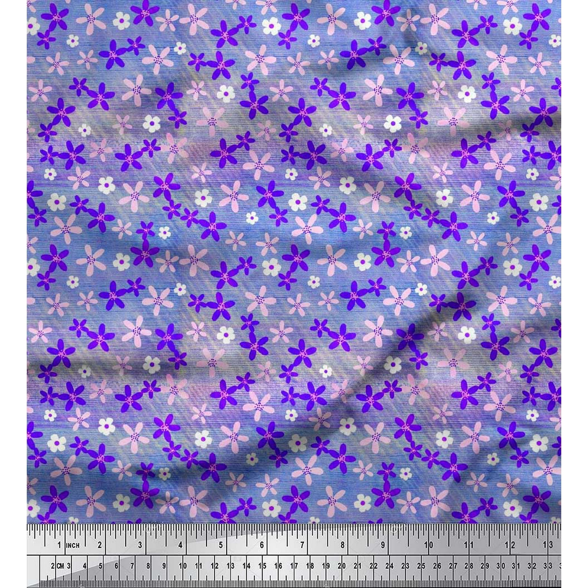 Click here for Soimoi Purple Cotton Voile Fabric Floral Print Fab... prices