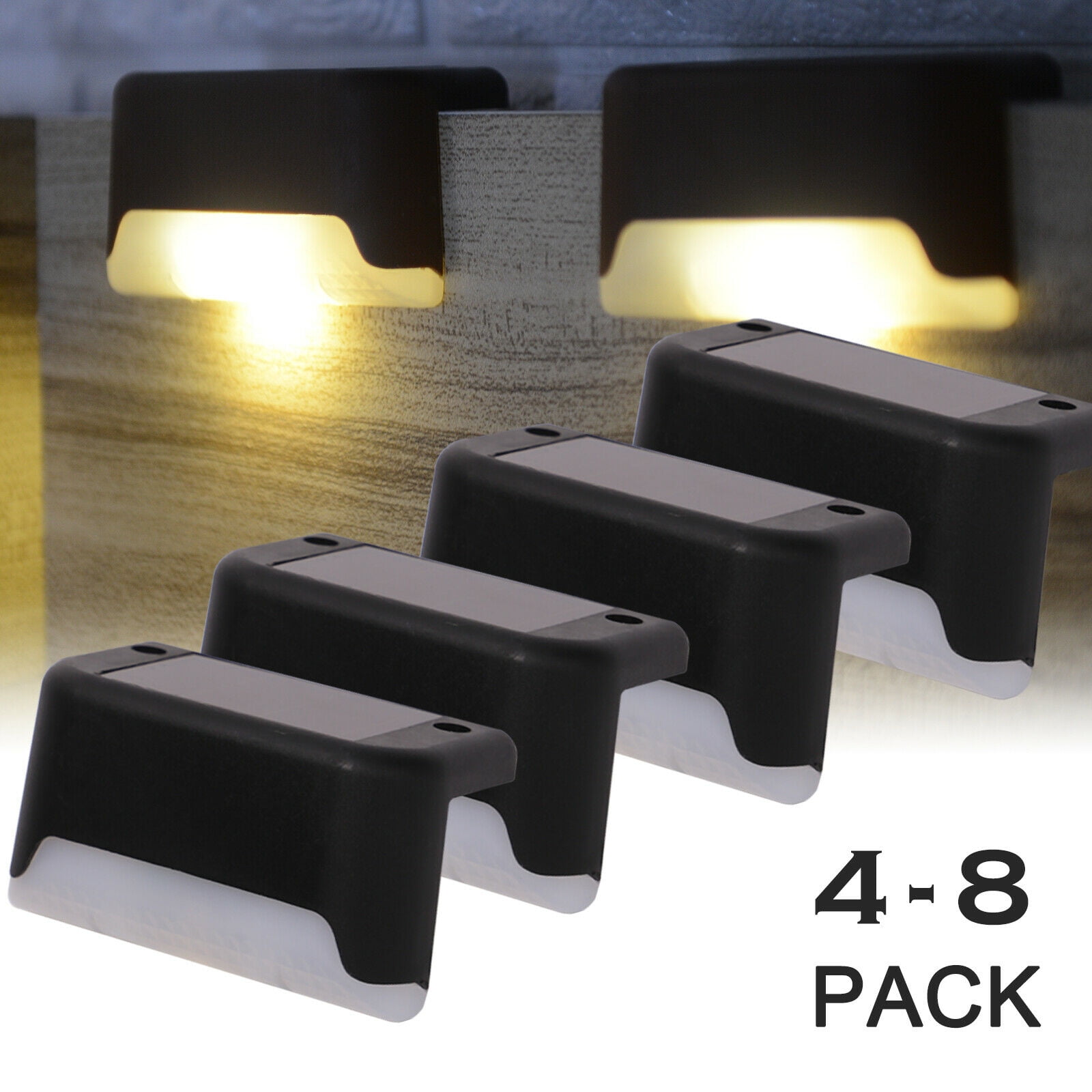 4 Pack Solar Deck Lights,Waterproof Outdoor Solar Wall Lights for Deck ...