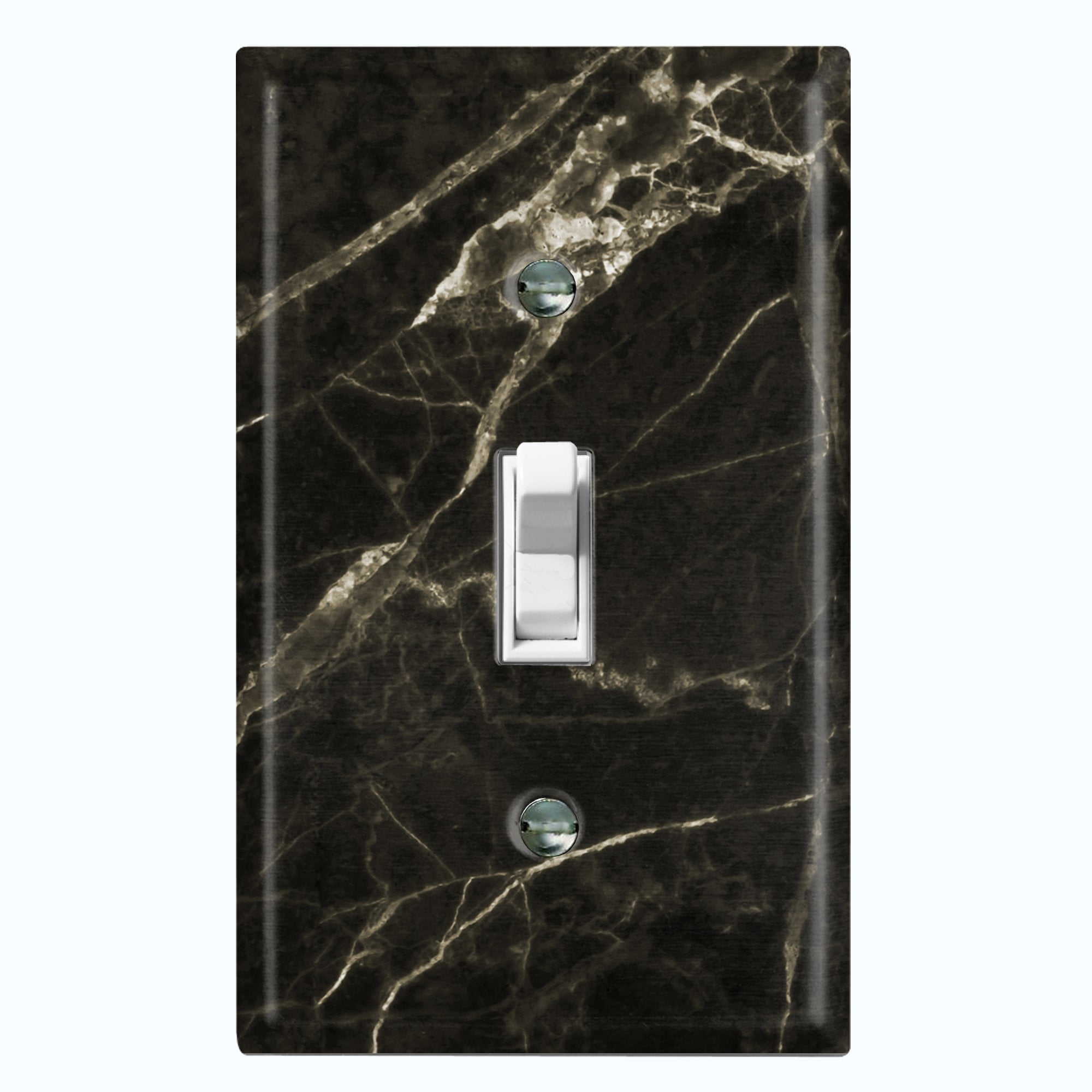 Metal Light Switch Plate Outlet Cover (Image of Marble Black MAR005 ...