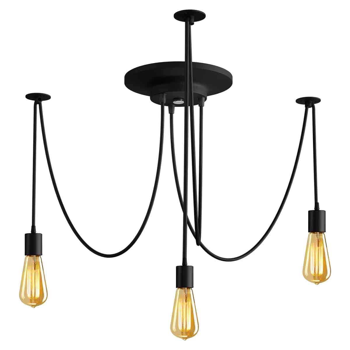 Lustre Suspensión Araignee E27 Douille Rétro Industriel abat-jour Noir, DIY Ajustable Longueur ...