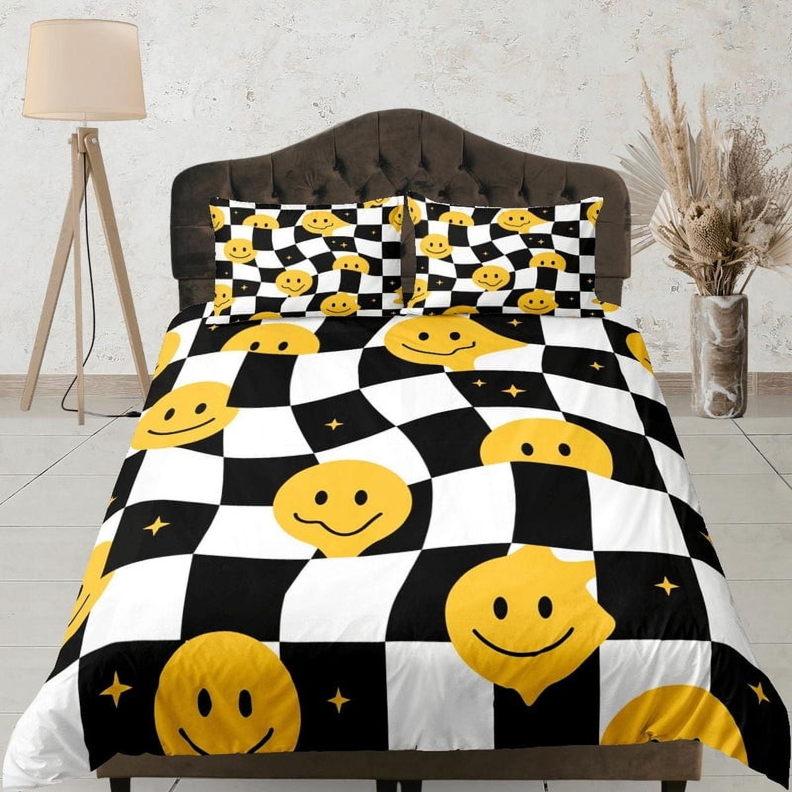 Smiley face 90s nostalgia hippie ropa de cama retro juego de funda nórdica, colorido | Bodega ...