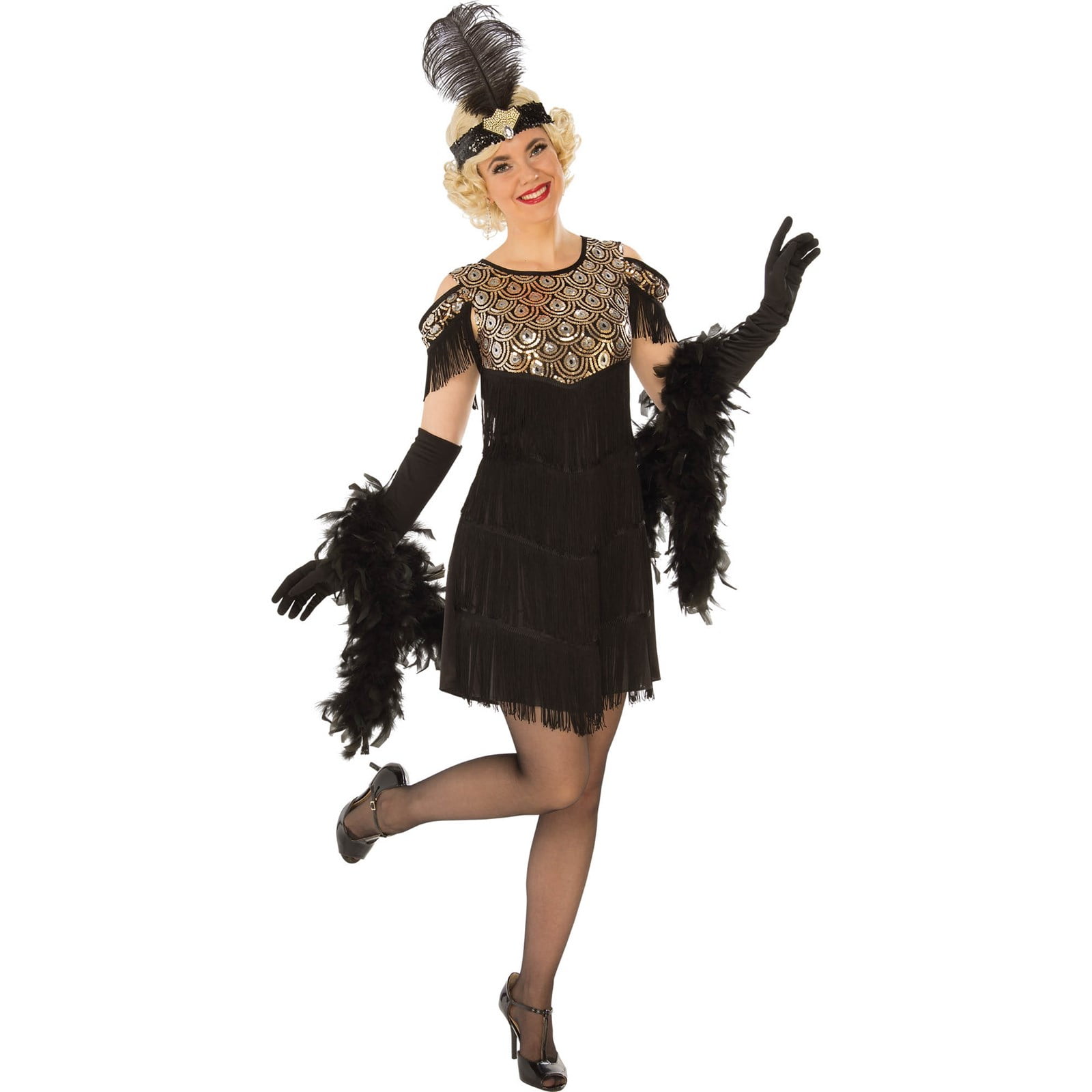 Womens Gold Flapper Halloween Costume - Walmart.com