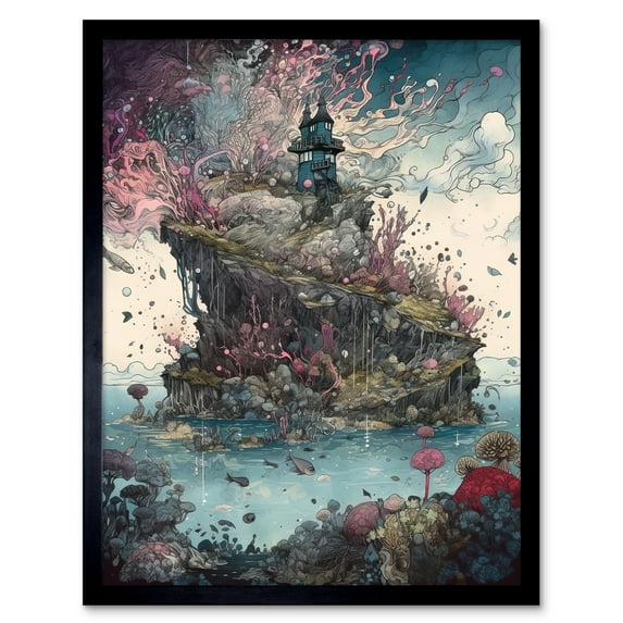 Fantasy World Coastal Island Landscape Nymph House Magical Marine Life ...