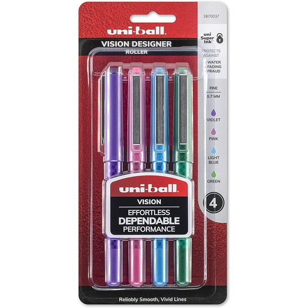 Uni-Ball Vision Designer Rollerball Pens Fine Point, 0.7mm, Designer ...