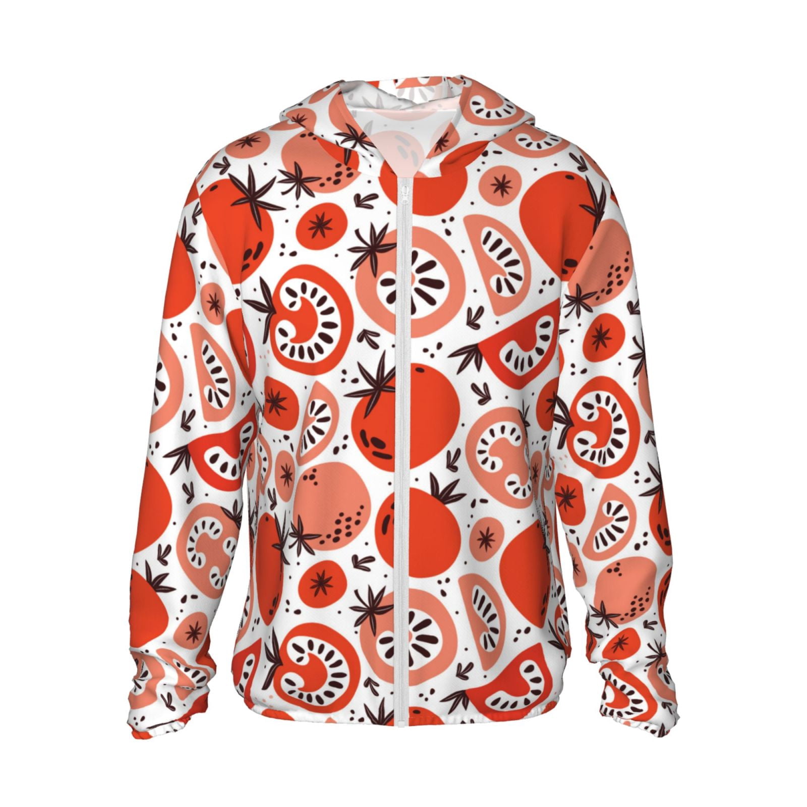 Daiia Hand Drawn Tomatoes Pattern UPF 50+ Sun Protection Hoodie Jacket ...